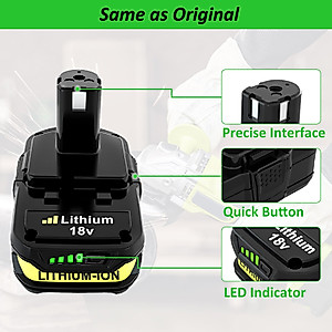 Moticett Replacement for Ryobi 18V Battery 3.6Ah Compatible with Ryobi 18 Volt Battery P102 P103 P104 P105 P107 P108 P109 Compatible with Ryobi 18V ONE+ Battery Cordless Power Tools 2-Pack