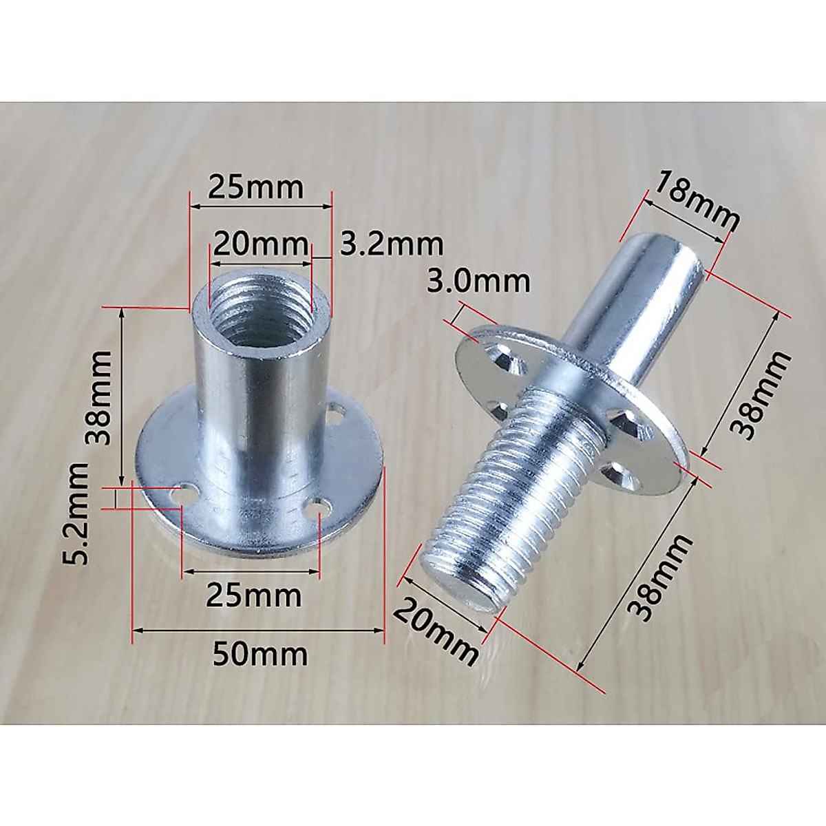 lasenersm 1 Piece Cold Rolled Steel M20 Bed Post Connector Bed Column Bedpost Connector Screw-in T-Nut Bedpost Connector Screw Butt Nut for Furniture Hardware Fittings