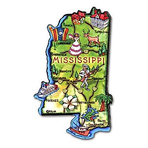 Mississippi Artwood State Magnet Collectible Souvenir by Classic Magnets