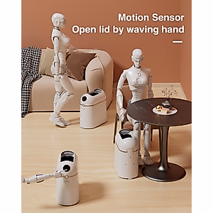 JustBeEasy Bathroom Automatic Touchless Trash Can, Self Sealing and Self Changing, Smart Motion Sensor Trash Can with Lid, 2.7 Gallon Waterproof Small Bedroom Garbage Can