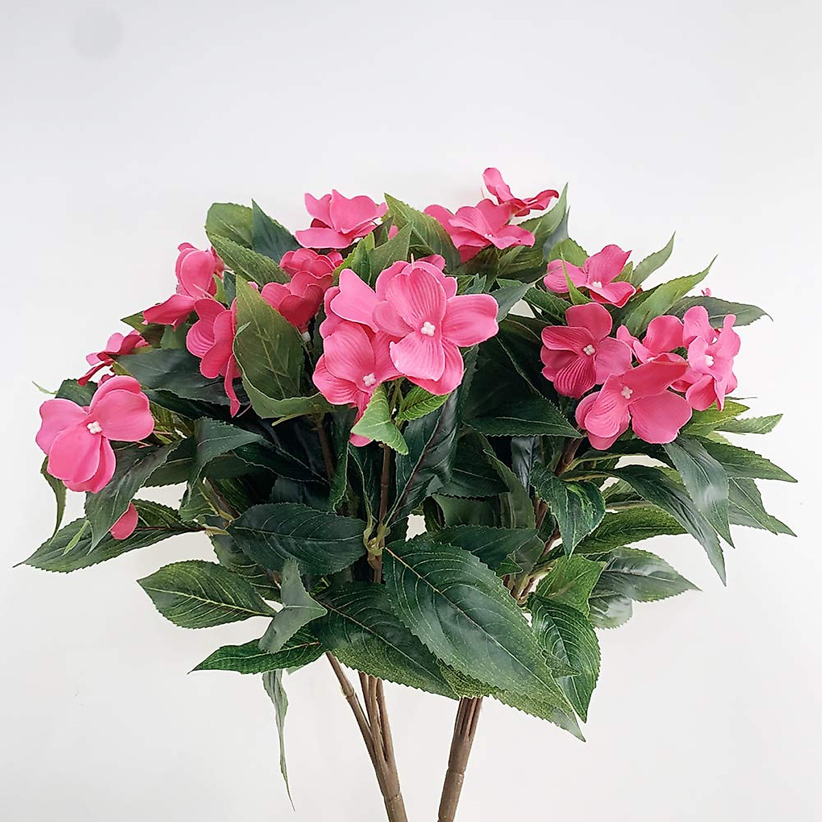 Lopkey Artificial Impatiens Bouquet Flower Patio Lawn Garden Wedding Photo Decor (2Pcs),Pink