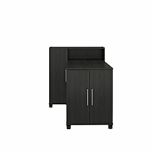 Systembuild Evolution Camberly Hobby and Craft Desk with Storage Cabinet, Black Oak