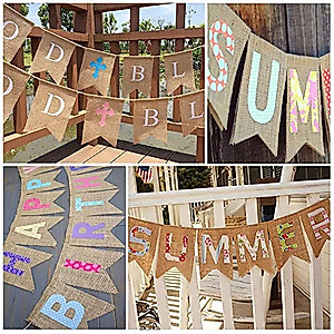 Burlap Banners 36ft 50pcs Swallowtail Flag DIY Party Decoration for Wedding, Camping,Birthday,Baby Shower,Christmas,Thanksgiving,Easter Party Perfect for Home and Outdoor Decoration