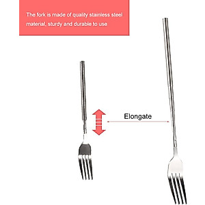 Telescopic Fork,Extendable Fork,Extending Fork,64cm Long Stainless Steel Retractable Fork Extendable Dinner Fruit Dessert Fork Cutlery 8.7-25.4inch
