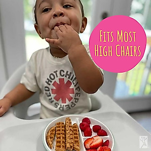 Elk and Friends Kids 6.7” Porcelain White Plates with Silicone Suction Sleeves Sleeves | Divided Plates | Suitable for Babie/Kids/Toddlers | Microwave & Dishwasher Safe | Non Slip | Snack Dishes