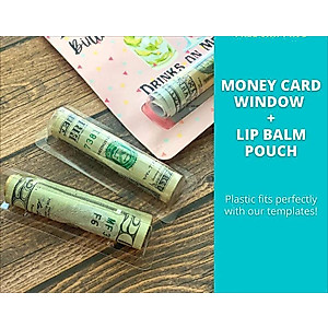 50PCS Money Card Holder Thankgiving Gifts Card Clear Plastic Dome Lip Balm Pouch with Adhesive Tape, DIY Christmas Money Card Chapstick Holder Money Holder Custom Gift Card Holder (50)