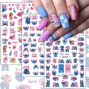 6 Sheets Cute Nail Art Stickers Nail Decals 3D Self-Adhesive Cute Nail Stickers Design Cartoon Nail Decals Kawaii Anime Nail Stickers Cute Nail Art Charm for Women Girls Nail Decoration
