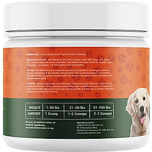 Pumpkin Powder for Dogs Organic 9 oz (255g) Premium Fibre - Canine Stool & Digestive Support - No Diarrhea or Scoots! by miNATURALS