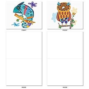 Box of 30 Blank Watercolor Note Cards with Envelopes - All Occasion Blank Greeting Cards (4 x 5.12 Inch) - Cute Animal Thank You Notecard (10 Designs, 3 Each) (Colorful animals)