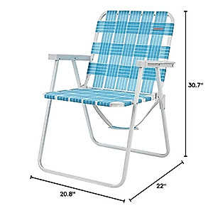 #WEJOY Lightweight Folding Webbed Beach Chairs for Adults Lawn Chair Webbing High Beach Chair Backpacking Portable Outdoor Chairs with Shoulder Strap for Camping, Patio Garden Concert Sand, Blue/Grey