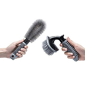 Aaskuu 2 Pcs Steel and Alloy Wheel Cleaning Brush, Rim Cleaner for Your Car, Motorcycle or Bicycle Tire Brush Washing Tool