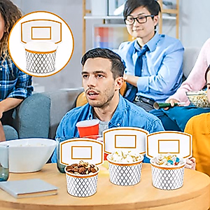 Basketball Hoop Snack Cups Basketball Party Decorations Paper Basketball Party Supplies Basketball Kids' Party Cups for Basketball Themed Party Favors (24 Pieces)