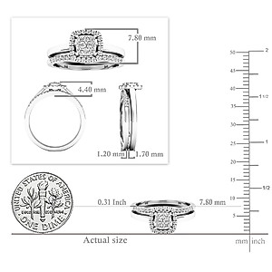 Dazzlingrock Collection 0.30 Carat Round White Diamond Square Cluster Wedding Ring Set for Her in 10K White Gold Size 7