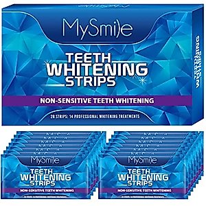 MySmile Teeth Whitening Strips 14 Treatments, 28 White Strips for Teeth Whitening, Non-Sensitive Whitening Strips for Tooth Whitening, Helps to Remove Smoking Coffee Soda Wine Stain, 10 Shades Whiter