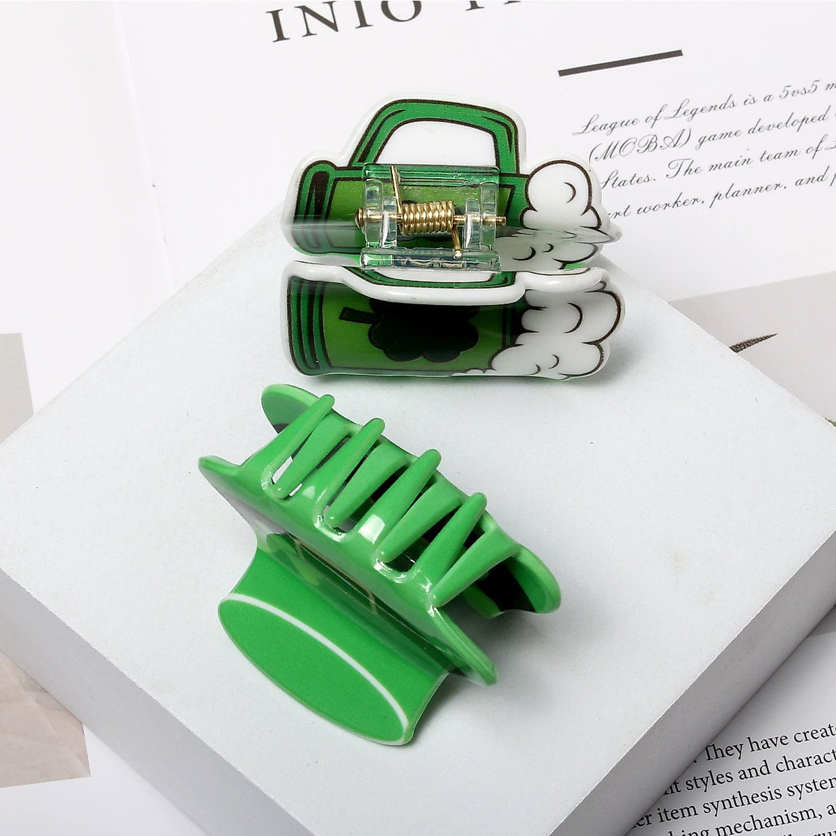 4PK Hair Claw Clips for St. Patrick's Day Hair Accessories for Girls Women Green Claw Clips Irish Day Kids Cute Hair Clips (Color D)