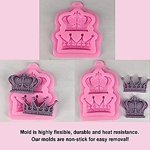 SIMUR 4 Pack Crown Fondant Candy Silicone Molds Bows Crown Heart Mold for Sugarcraft, Cake Decoration, Cupcake Topper, Chocolate, Pastry, Cookie Decor, Jewelry, Clay, Epoxy Resin, Crafting Projects
