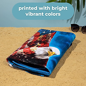 Dawhud Direct American Eagle Beach Towel for Men, Boys, Girls, Kids, Women Eagle Bath Towel Print 30" x 60" Pool Towel Super Soft Plush Cotton Eagle Towel for Eagle Lovers American Towel