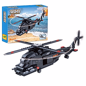 Army Military Helicopter Building Kit, Utility Helicopter Building Blocks Toys for Kids Aged 6+, 378pcs