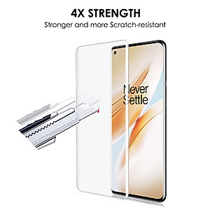 Akcoo [3 Pack OnePlus 8 Pro Screen Protector Tempered Glass, UV Set, Full Screen Adhesive, Scratch Repair,Sensitive Touch,Fingerprint-ID Compatible
