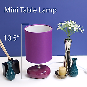 Simple Designs LT2005-PRP Stonies Small Stone Look Table Desk Bedside Lamp, Purple