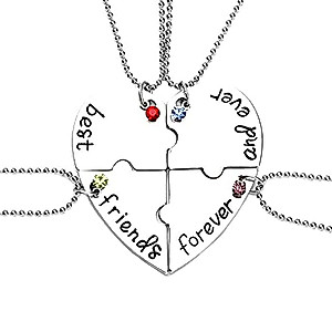 MXXGMYJ Best Friend Necklaces Gifts for 4 Bff Friendship Necklace Matching Heart Necklace for Best Friends Birthday Christmas Gifts for Women Teen Girls