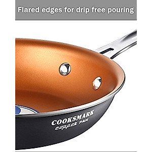 COOKSMARK Copper Pan 12-Inch Nonstick Induction Frying Pan with Lid and Cool-Touch Handle, Copper Ceramic Skillet, Saute Pan, Dishwasher Safe Oven Safe