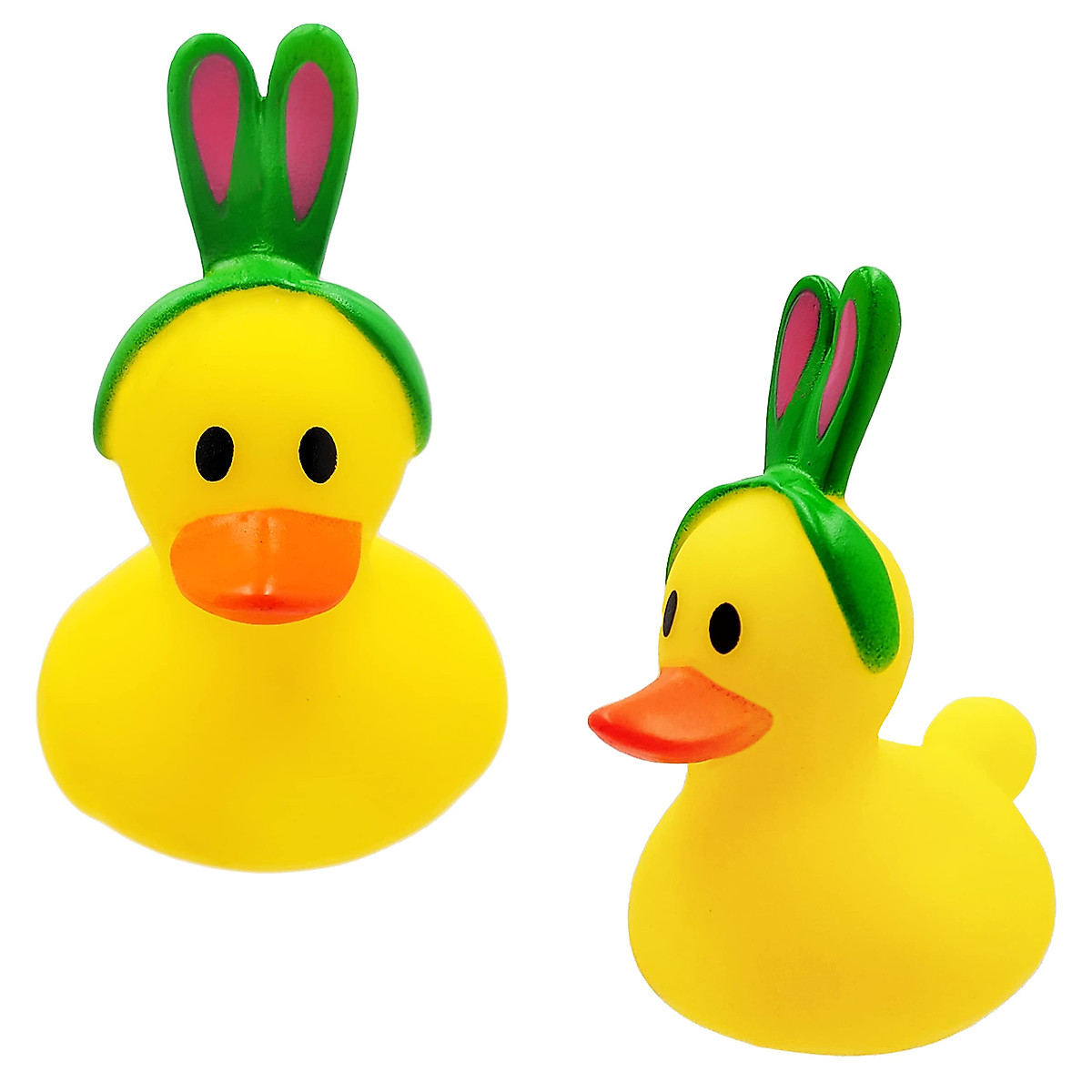 The Dreidel Company Happy Easter Rubber Duck Toy Bunny Rabbit Duckies for Kids Easter Eggs, Bath Birthday Gifts Baby Showers Summer Beach and Pool Activity, 2" (12-Pack)