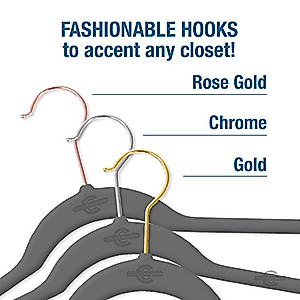 Closet Complete Baby Velvet Hangers, Premium Quality, True-Heavyweight, Virtually-UNBREAKABLE, Ultra-Thin, Space Saving No-Slip, Perfect Size for Babies 0-48 months 360° SPIN, Chrome Hooks, Gray 25pc