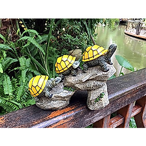 Bo-Toys Solar Powered Turtles on Log Outdoor Accent Lighting LED Garden Light Decor