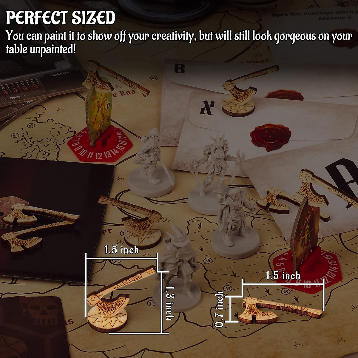 Hatchet Favorite Marker Wooden Tokens Set of 18 Upgraded Accessories for Gloomhaven Jaws of the Lion