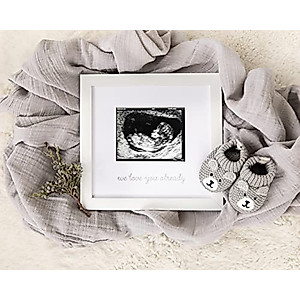Little Pear We Love You Already Sonogram Frame, Gender-Neutral Pregnancy Announcement Picture Frame, Mother’s Day Keepsake Photo Frame, Nursery Décor, White