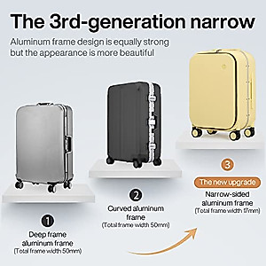 Luggage Suitcase with Spinner Wheels, 24'' Checked Travel Luggage Aluminum Frame PC Hardside with TSA Lock & Cover-Lark Yellow