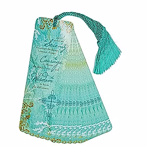 Serenity Prayer Aqua Blue 6 x 2 Cardstock Tassel Bookmarks Pack of 12