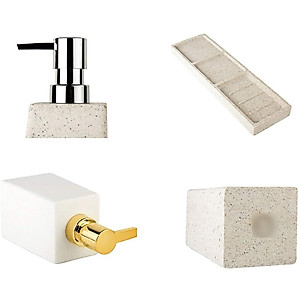 Haibing Shower Dispenser Soap Dispenser Bathroom Accessories Set,3 Piece Bath Set Collection Includes Soap/Lotion Dispenser,Tray and Tumbler 350ml/11.8in Lotion Bottle Liquid Soap Dispenser