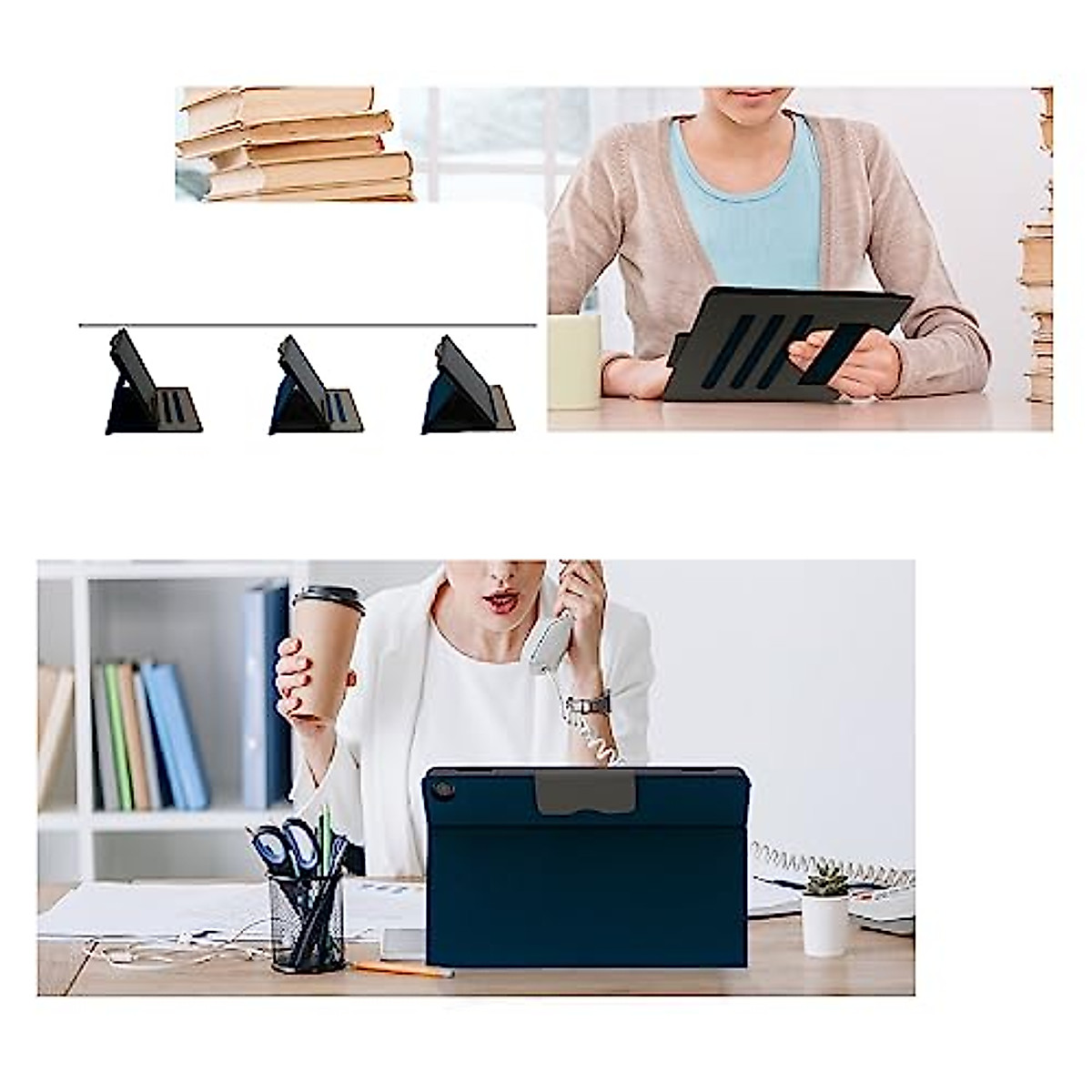 Case for Amazon Fire Max 11, Fire Max 11 Case Full Protective Case Cover, Built-in Wrist Strap, Foldable Stand (Dark Blue)