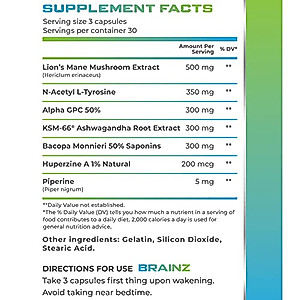 Stax Brainz Nootropic Brain Supplement, Brain Booster - Memory Supplement for Brain Function, Memory and Focus - Memory Pills to Help Reduce Daily Stress, Support Brain Health Mind Clarity - Alpha GPC