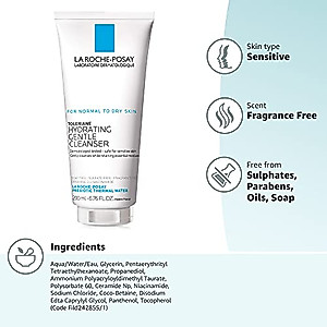 La Roche-Posay Toleriane Hydrating Gentle Facial Cleanser, Daily Face Wash with Ceramide and Niacinamide for Normal to Dry Sensitive Skin, Oil-Free, Fragrance Free