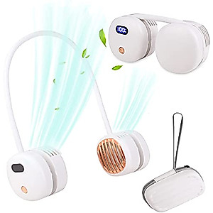 Genround Changeable Neck Fan, Portable Hanging Neck Fan Neck Air Conditioner Pocket Sized Hands Free With Display for GYM Camping Hiking Outdoor Travel