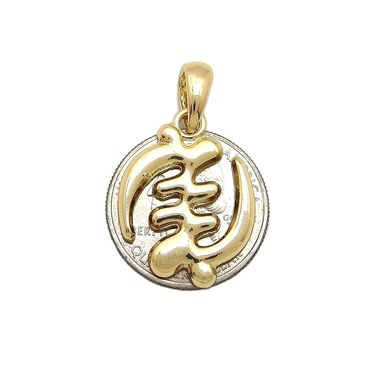 NYFASHION101 Polished Adinkra Symbol Gye Nyame Micro Pendant for Necklace in Gold-Tone