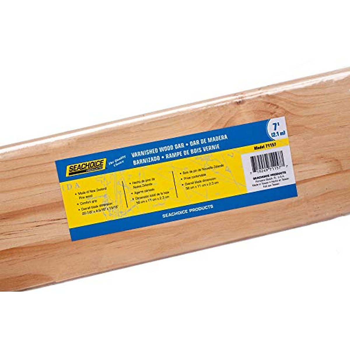 Seachoice 7 Ft. Wood Oar, New Zealand Pine Construction, 22-7/8x4-5/16x15/16. Blade, Comfort Grip, Clear Finish