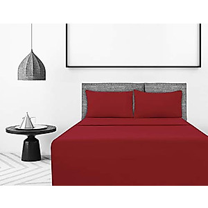 Comfii Home Ultra-Soft Cool Dry Microfiber 4-Piece 1800 Hotel Bedsheets - Deep Pocket 14in - Wrinkle & Fade Free - Hypoallergenic, Embroidery Design (Burgundy, Queen)
