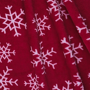 Mook Fabrics Fleece Flannel XU2017-FP-NS180 Snow, Red Cut by The Yard