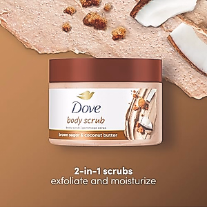 Dove Scrub Brown Sugar & Coconut Butter For Silky Smooth Skin Body Scrub Exfoliates & Restores Skin's Natural Nutrients 10.5 oz