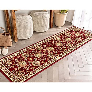 Sultan Sarouk Red Persian Floral Oriental Formal Traditional 2x7 (2'3" X 7'3") Runner Rug Stain/Fade Resistant Contemporary Floral Thick Soft Plush Hallway Entryway Living Dining Room Area Rug