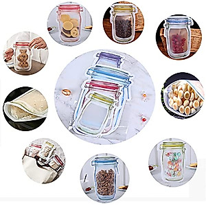 45 Pcs Reusable Mason Jar Ziplock Bags,Food Storage Bags Portable Food Saver Bags for Travel Camping Picnic Organizer(10Small,15Medium,15Large,5Tall)