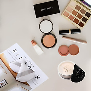 Triangle Powder Puff Makeup Puffs, 6 Pcs Ultra Soft Cotton Velour With Strap, Designed for Contouring,Under Eyes and Face Corners,Body Loose Powder Blending ​(White, Black)