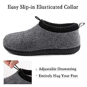 ULTRAIDEAS Men's Cozy Memory Foam Slippers with Warm Fleece Lining, Wool-Like Blend Micro Suede House Shoes with Indoor Outdoor Rubber Sole(Grey, Size 12)