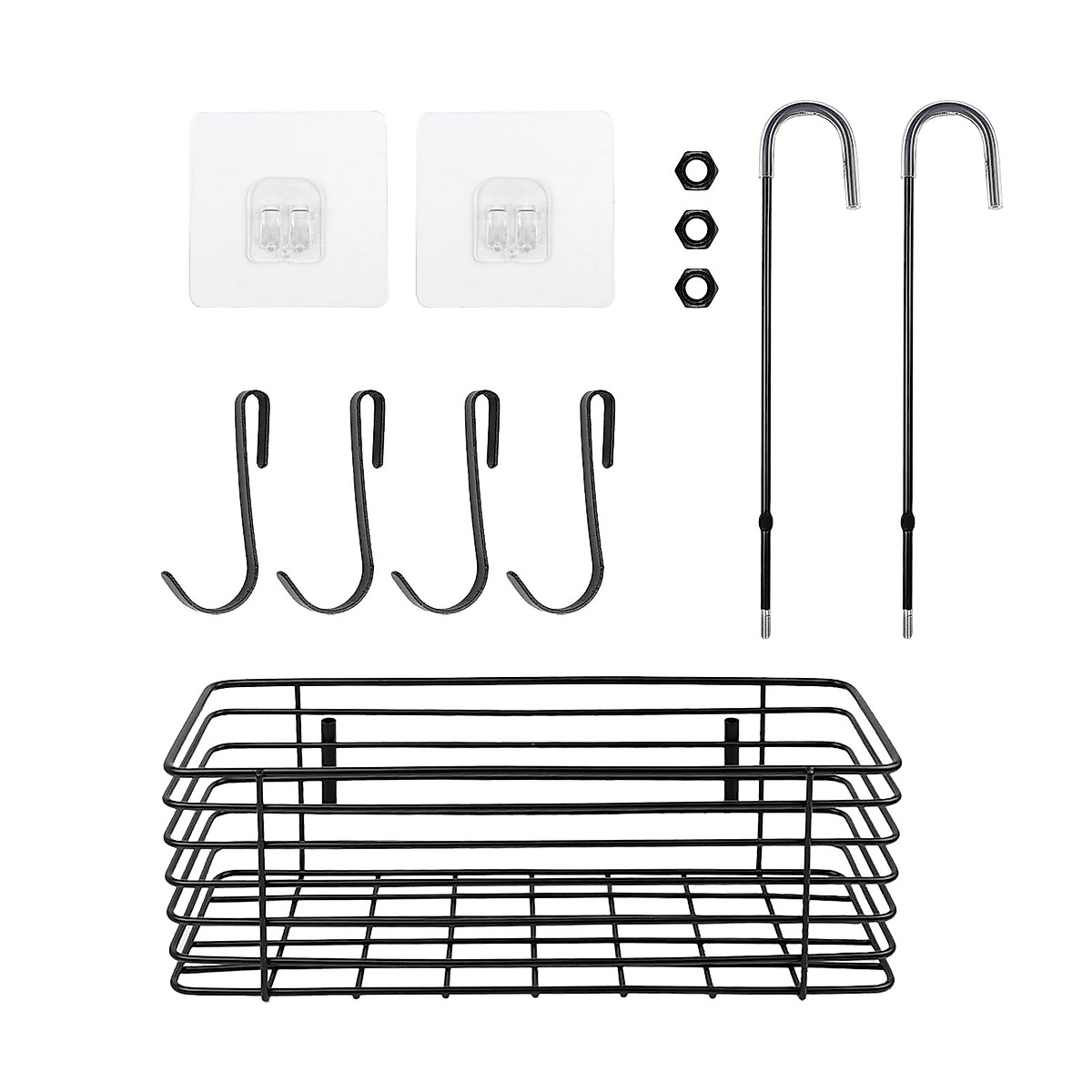 Pastlla Hanging Shower Rack, 304 Stainless Steel Bathroom Rack Storage Rack Shampoo Bracket, Shower Caddy Hanging, No Drilling, the Back Hook Can be Rotated, Single Layer Shelf, Black