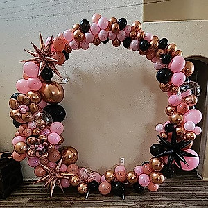 Light Pink and Black Balloons, 55 Pcs Black and Pink Balloons Set with Rose Gold Confetti Metallic Rose Gold Balloons, 12 Inch Pastel Pink Baby Pink Balloons for Girl Birthday Party Wedding Decoration