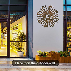 Wacky Sun Metal Wall Art Steel Out Door Decor, Metal Sun Art Wall Decor for Home, Bedroom, Living Room, Office, Garden - 18", Copper